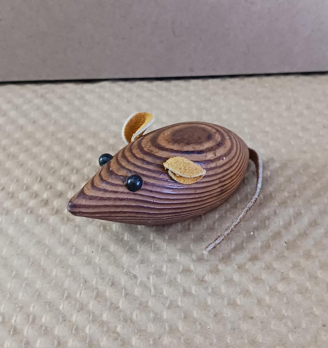 Danish Wooden Mouse With Leather Ears and Tail - Etsy