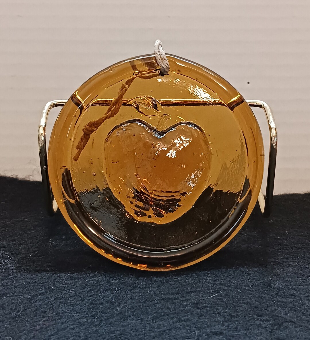 Amber Pressed Glass Suncatcher With an Apple - Etsy