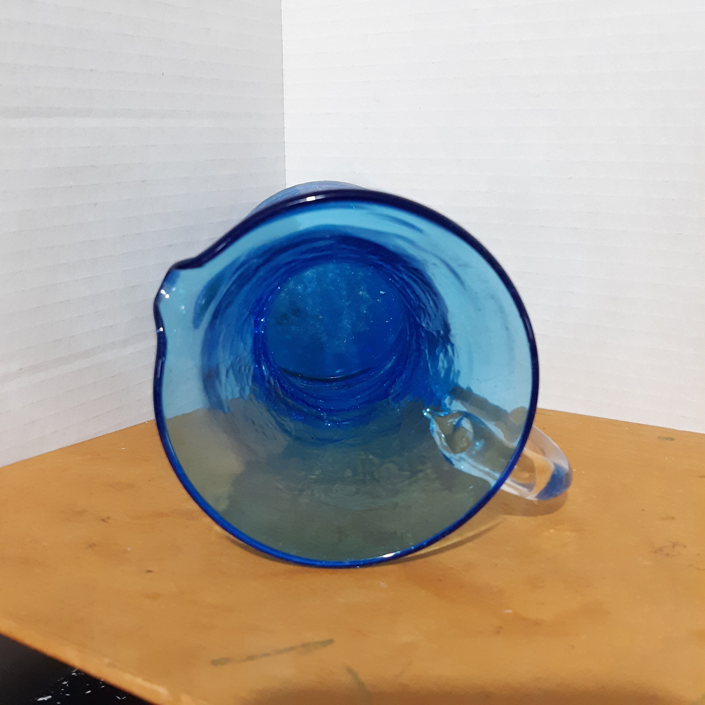 Pilgrim Blue Crackle Glass Pitcher Handblown - Etsy