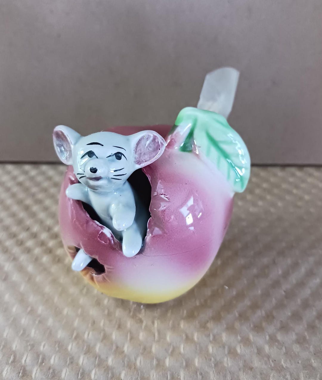 Ceramic Apple With a Mouse Inside Toothpick Holder - Etsy