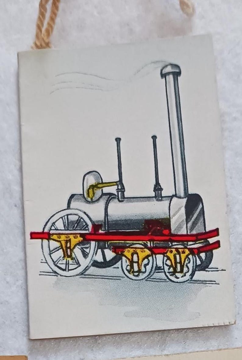 Set of 5 Used Bridge Tally Cards Featuring, Steam Engine, Hand Pump ...
