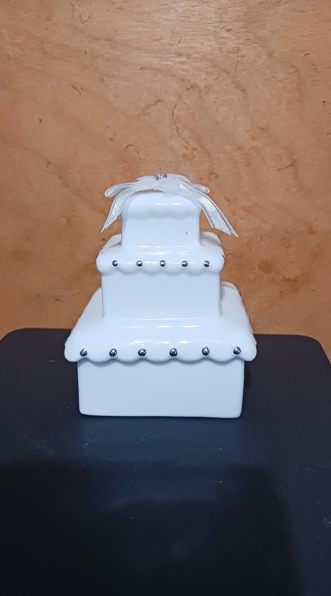 Russ Ceramic Tiered Wedding Cake Trinket Box - Etsy