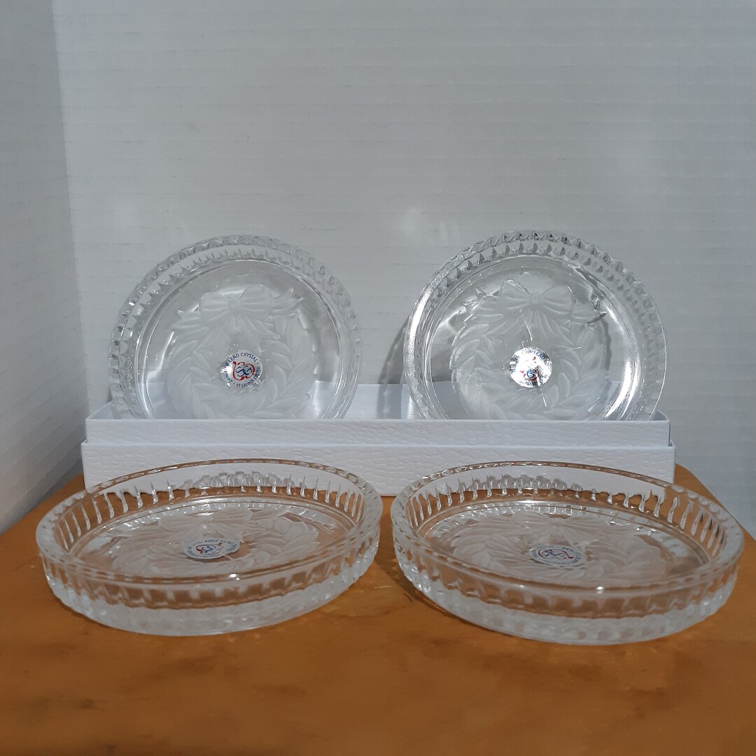 St. George Crystal 4 Fine Lead Crystal Wreath Coasters - Etsy
