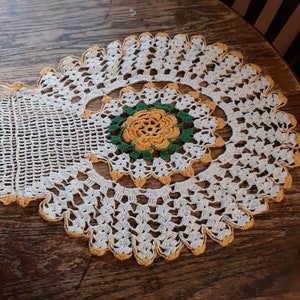 Hand Crocheted Yellow Rose Doily/table Runner - Etsy
