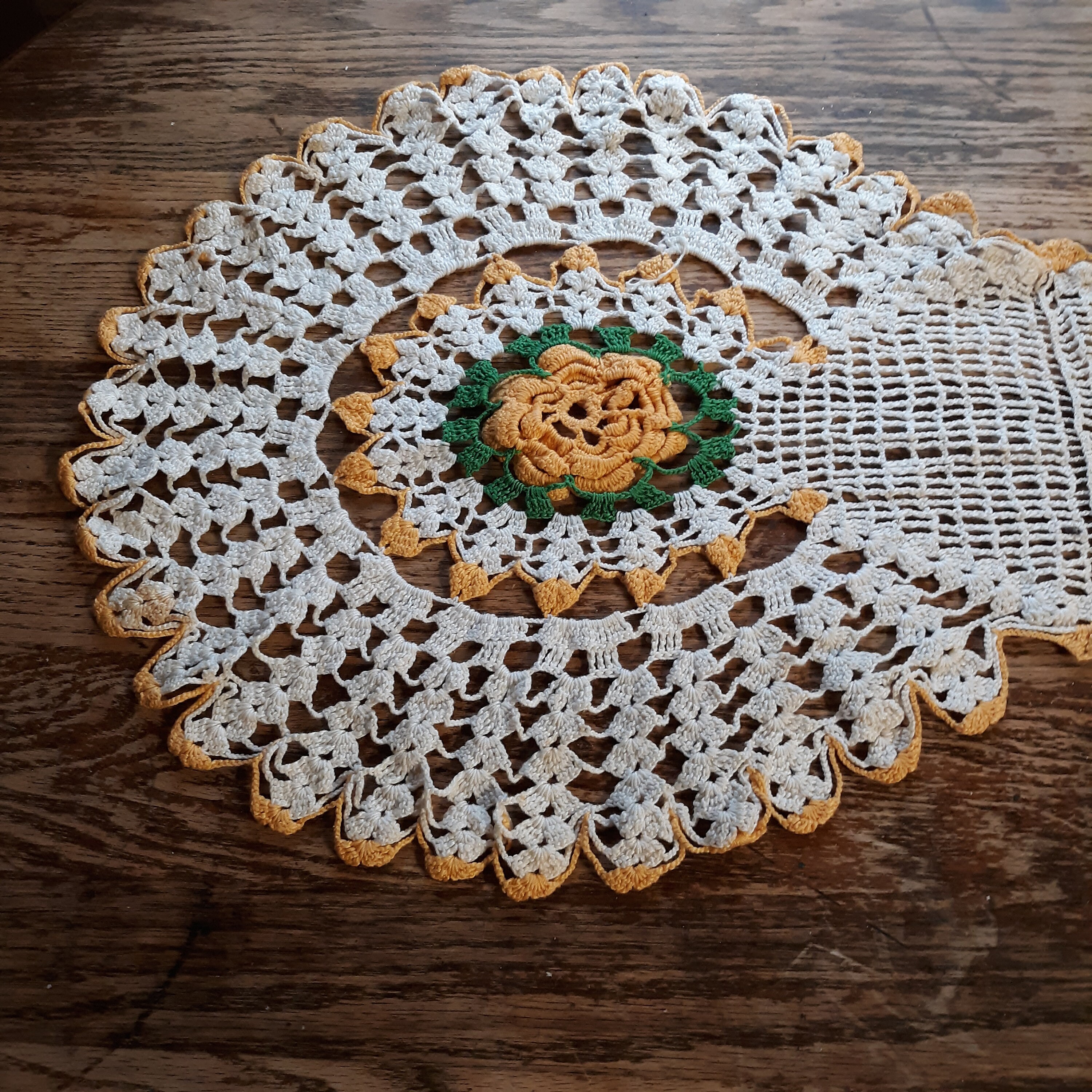 Hand Crocheted Yellow Rose Doily/table Runner - Etsy