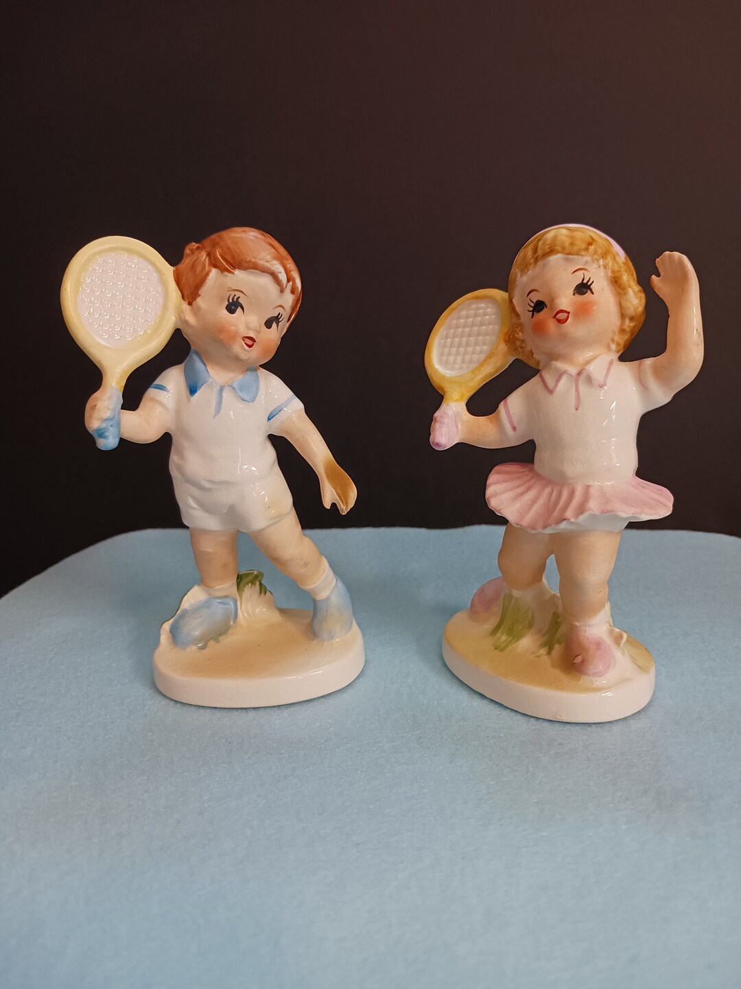 Inarco Japan E-6466 Boy and Girl Tennis Players Ceramic Figurines - Etsy