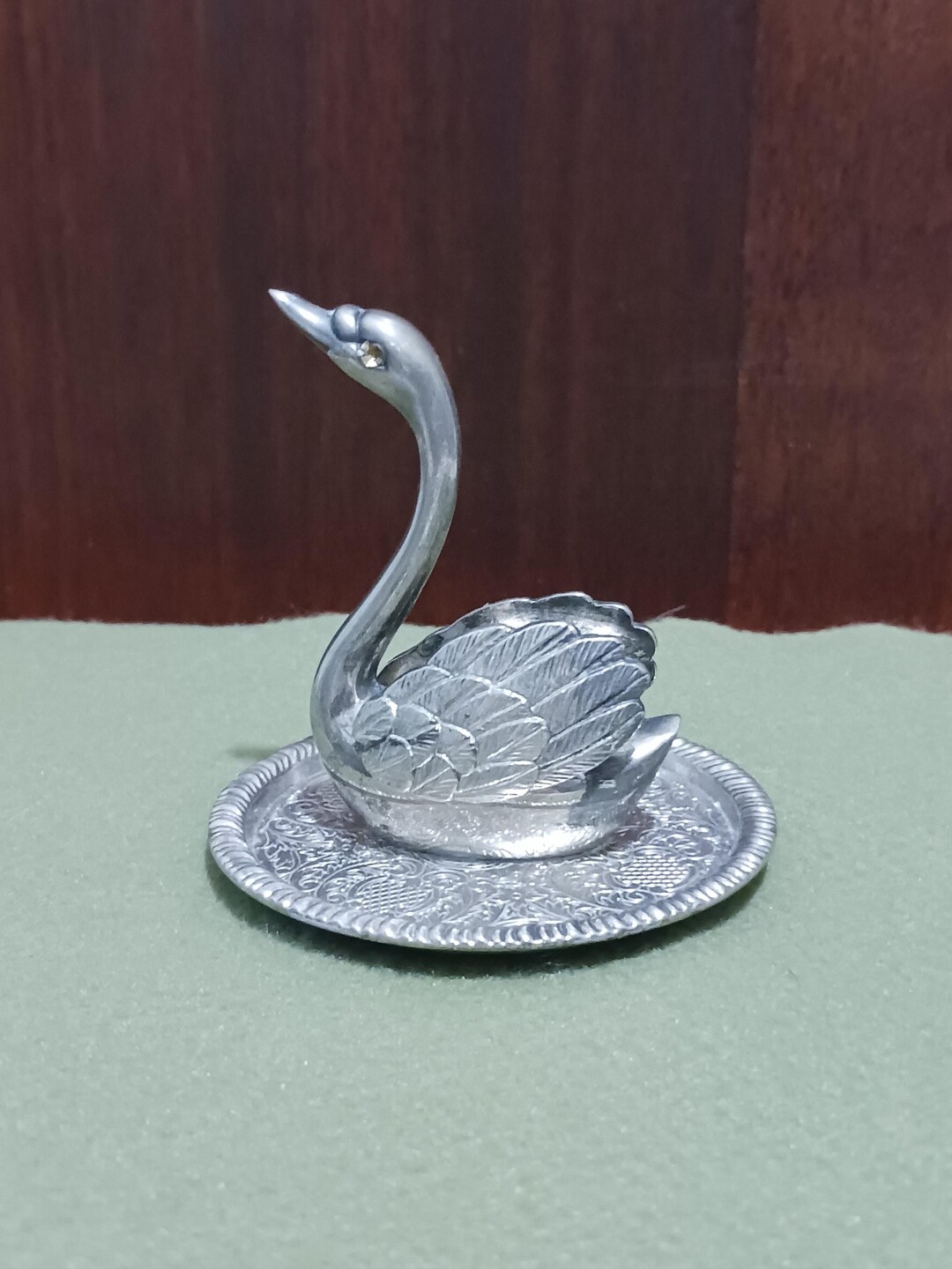 EP Zinc Alloy Silver Swan With Attached Plate RING/JEWELRY Holder - Etsy