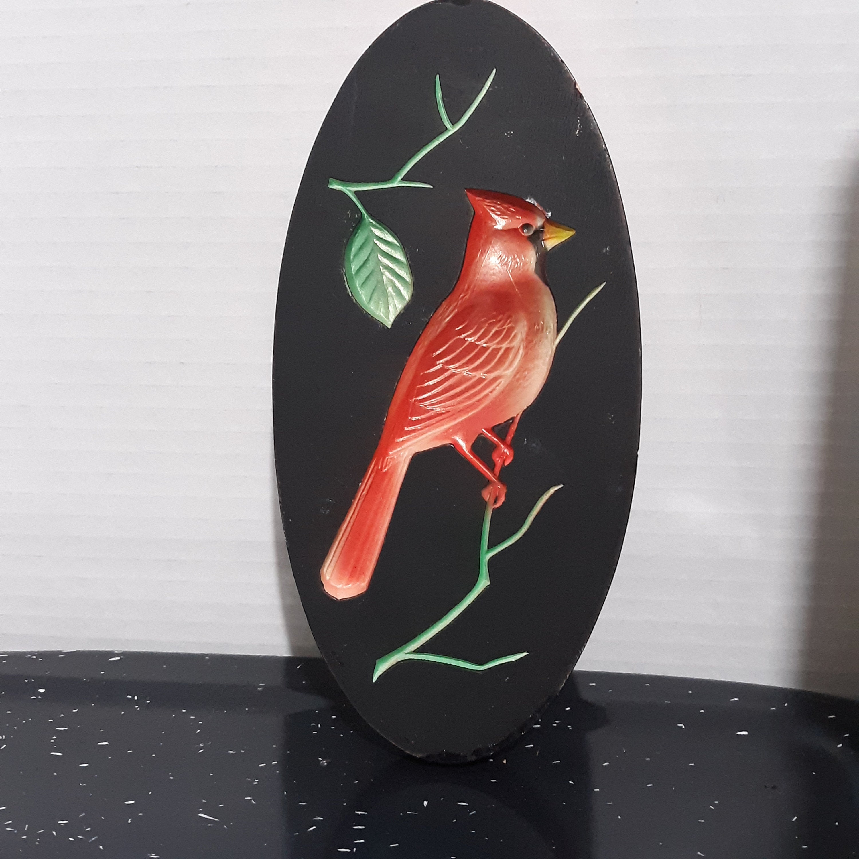 Two Oval Shaped Chalkware Wall Art Pictures of Red Birds - Etsy