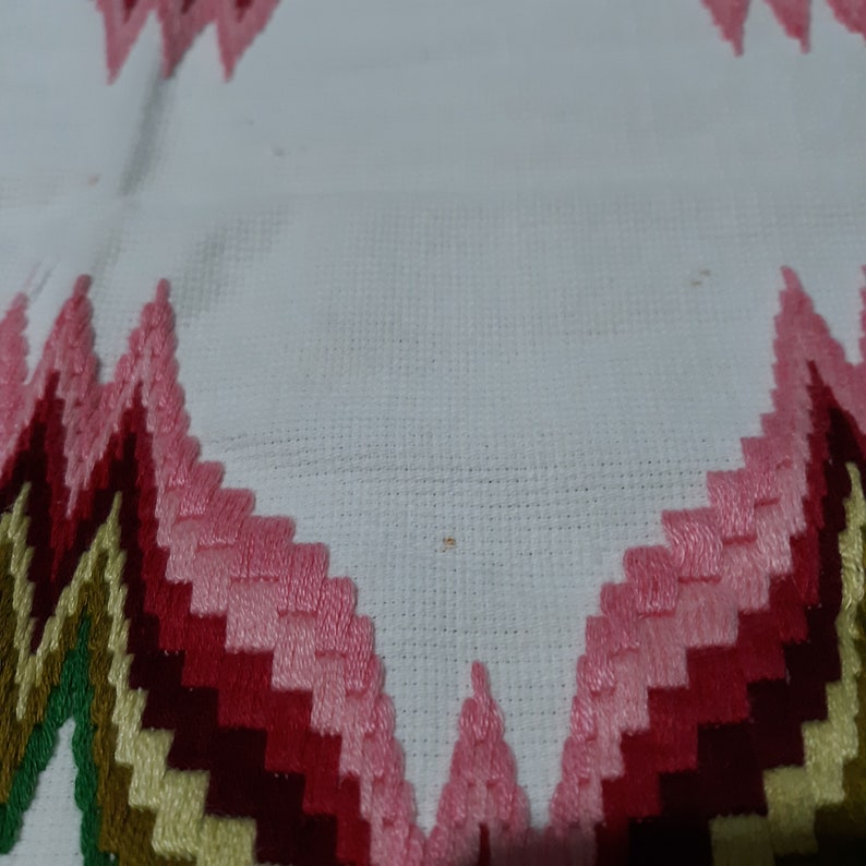 Embroidered Linen With Bold Colors in a Geometric Pattern - Etsy