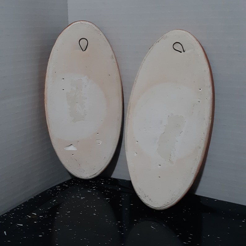 Two Oval Shaped Chalkware Wall Art Pictures of Red Birds - Etsy