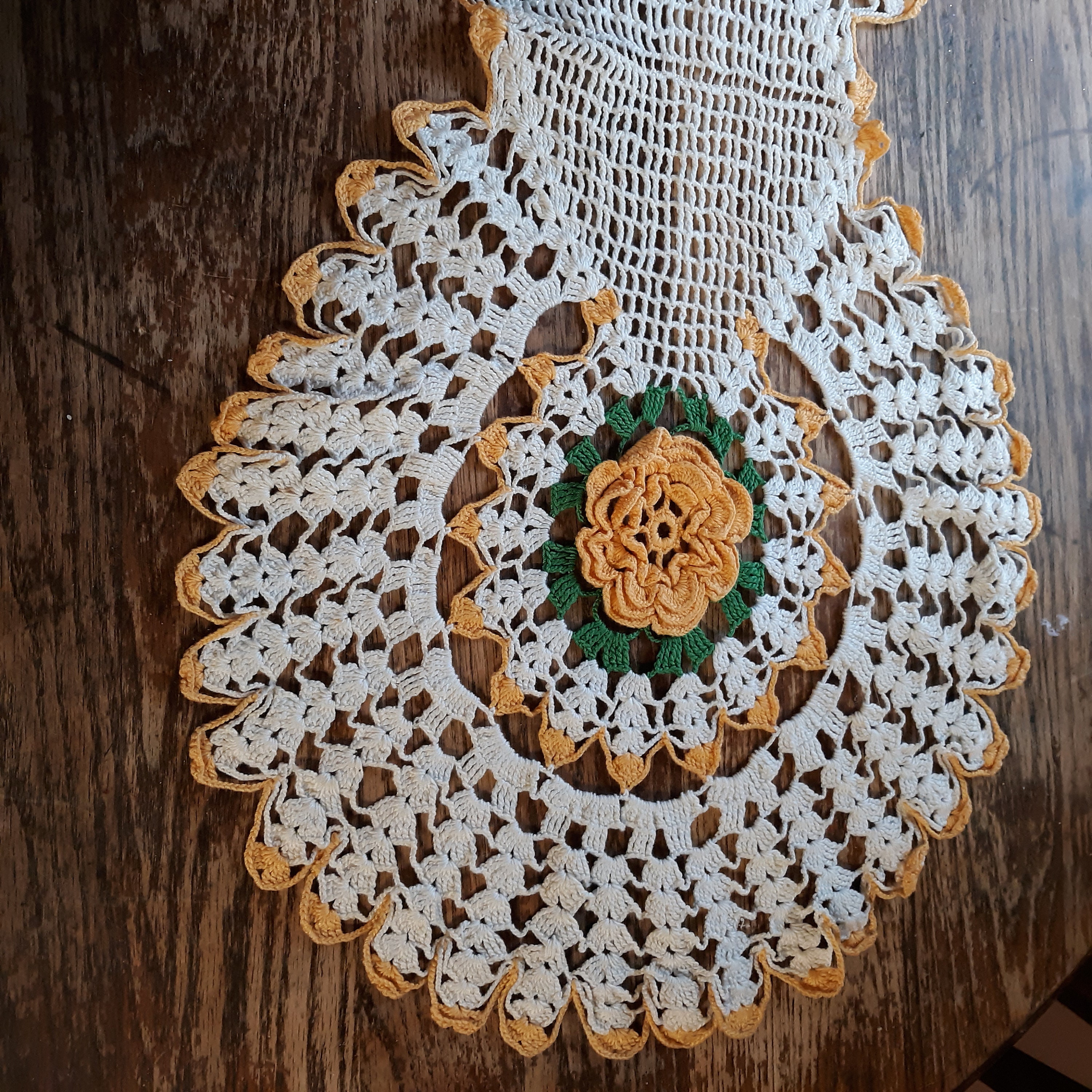 Hand Crocheted Yellow Rose Doily/table Runner - Etsy