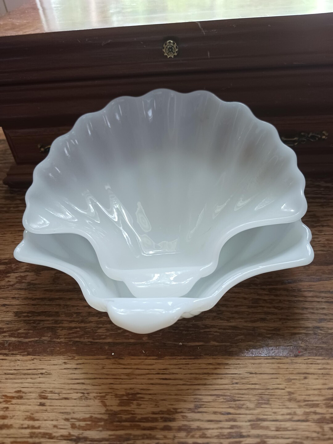 2 Anchor Hocking Milk Glass SHELL DISHES - Etsy