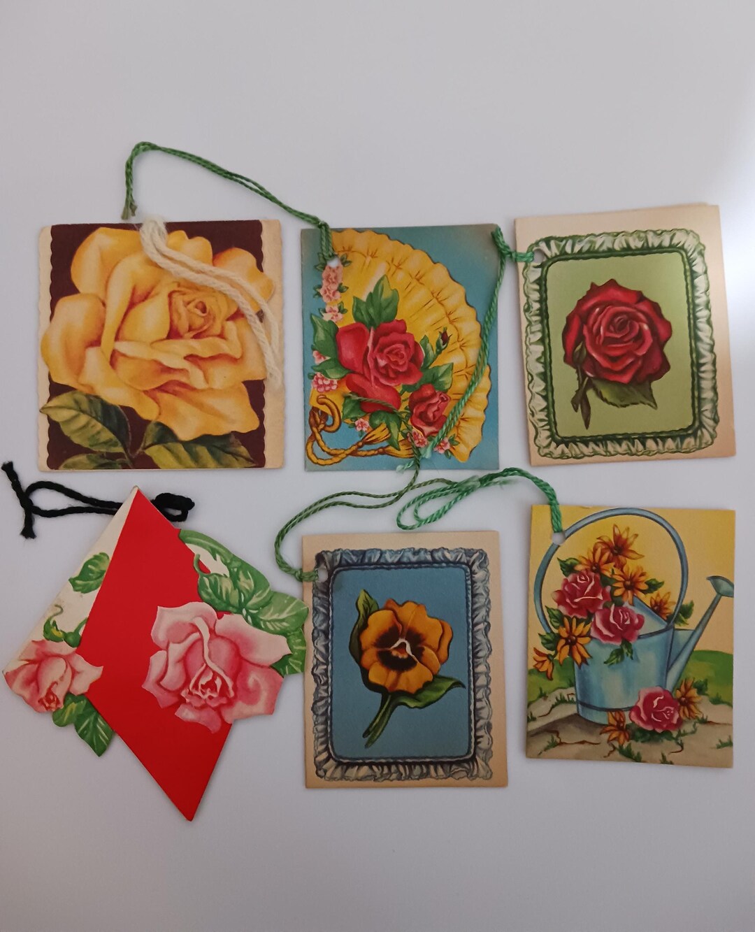 Set of 6 USED Tally Cards With Flowers - Etsy
