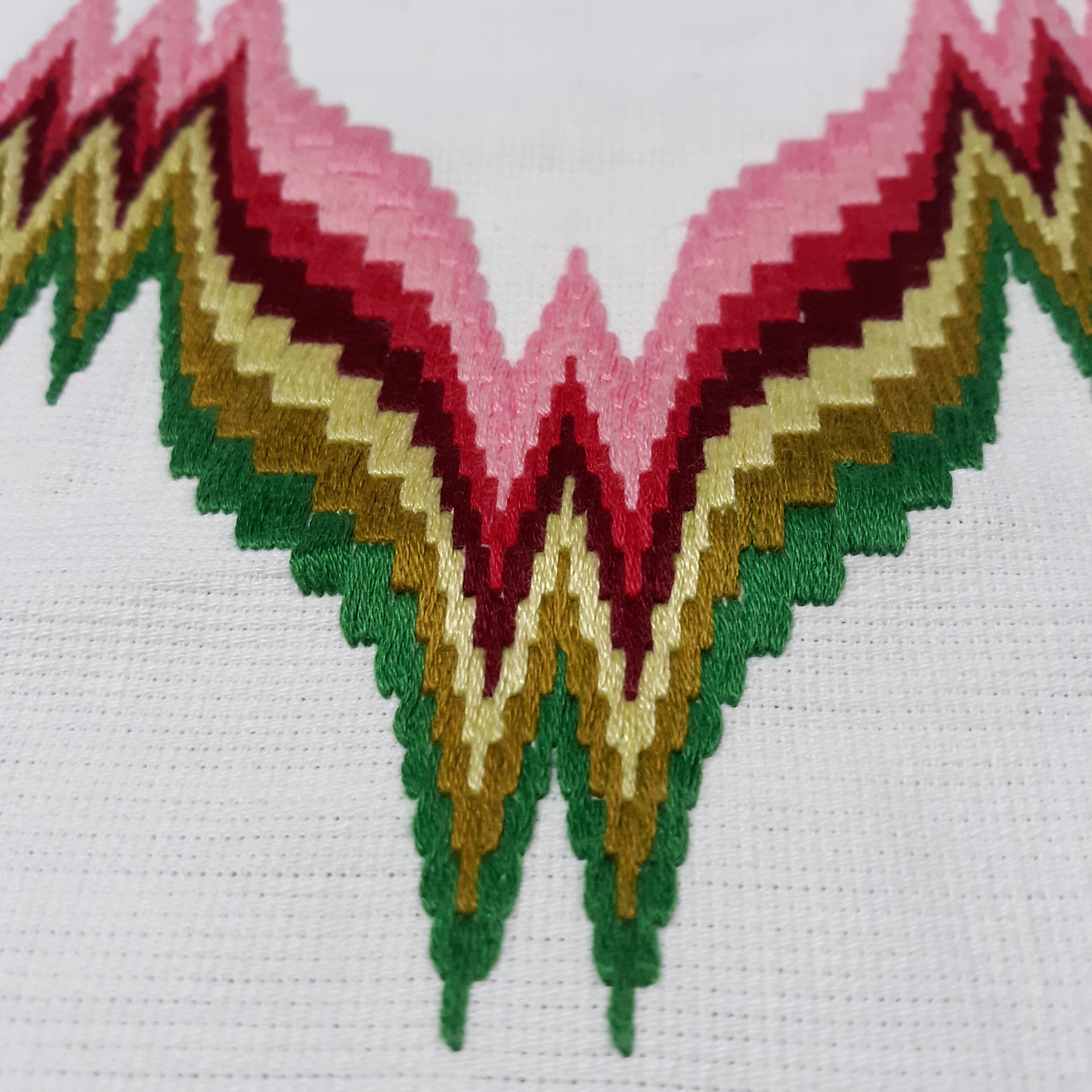 Embroidered Linen With Bold Colors in a Geometric Pattern - Etsy