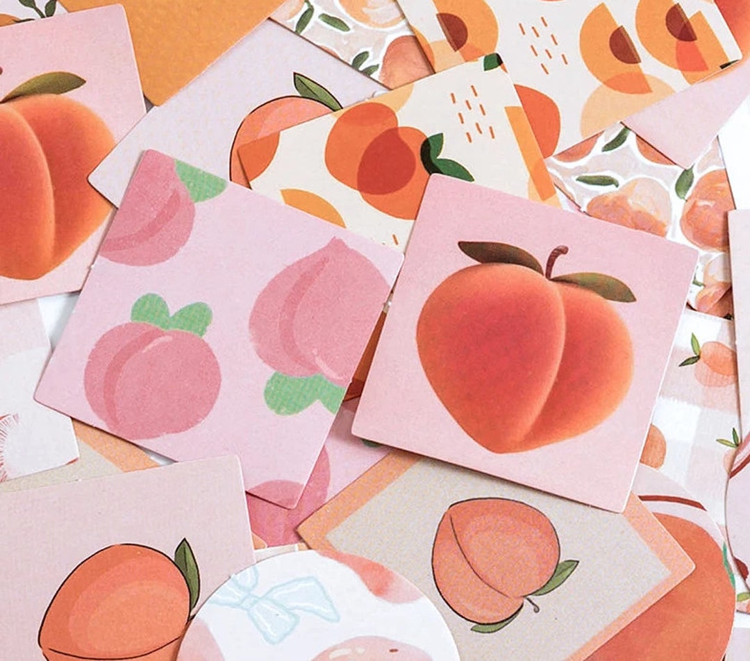 Peach Sticker Pack – 45 Mini Peach Stickers | Kawaii Fruit Scrapbook ...