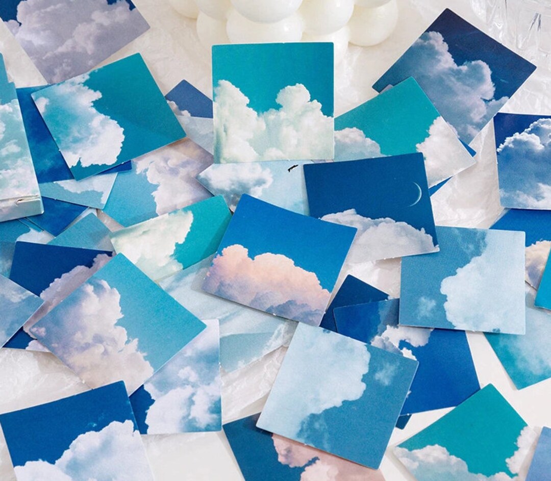 Cloud Stickers Pack – 45 Dreamy Sky Photo Stickers | Aesthetic Blue Sky ...