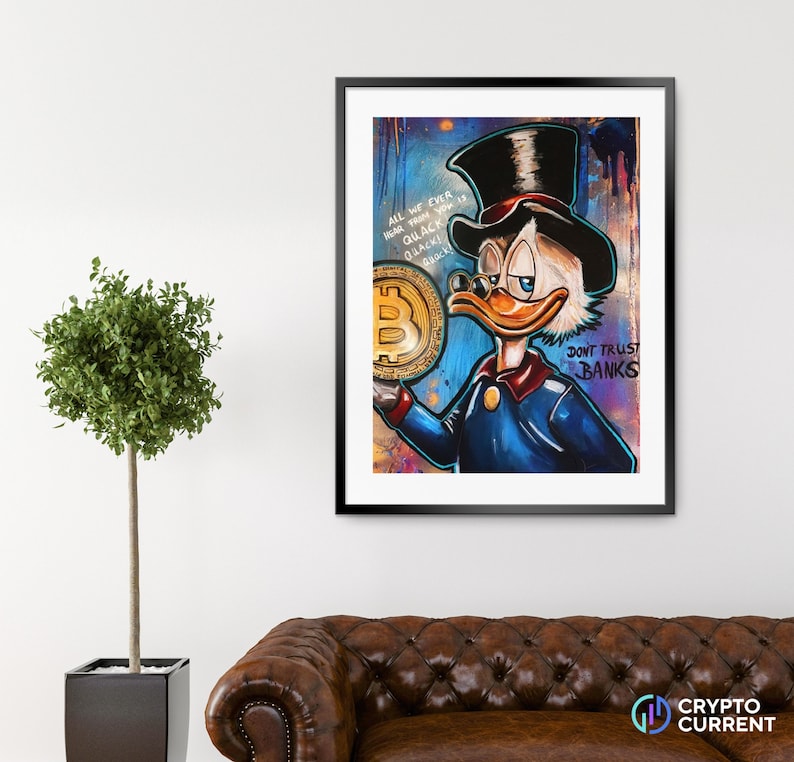 Bitcoin Crypto Wall Art, Scrooge Mcduck Bitcoin Art, Abstract Printable ...