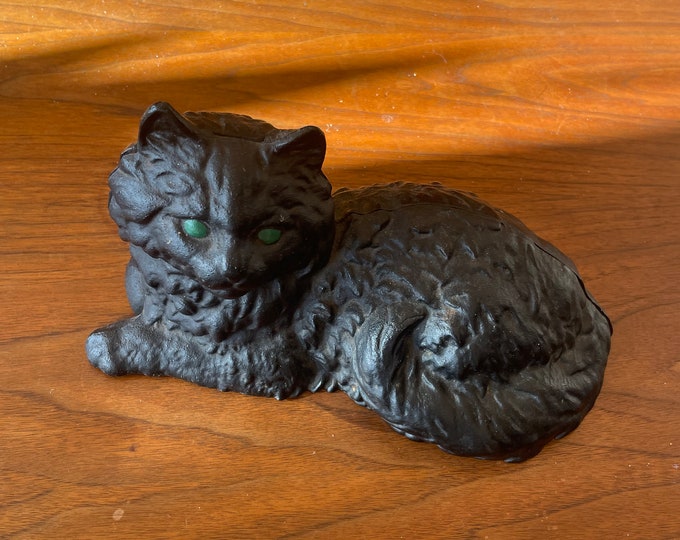 Antique Cast Iron Black Cat Door Stop/decor - Etsy
