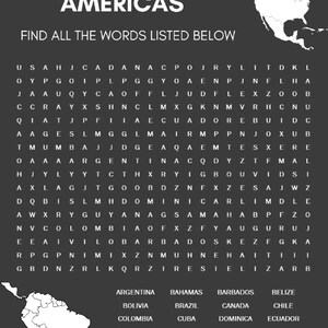 Countries Americas Word Search - Word Search - Download - Downloadable ...