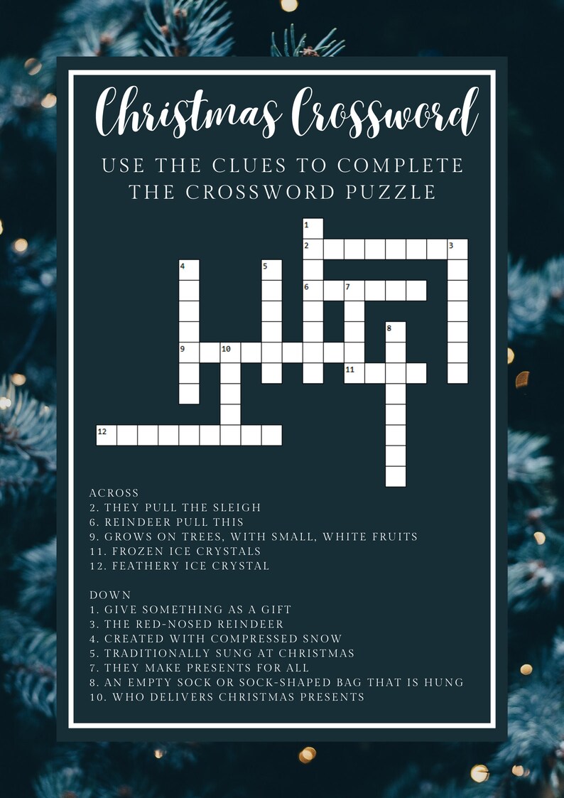 Mots croisés de Noël Noël Mots croisés Puzzle - Etsy France