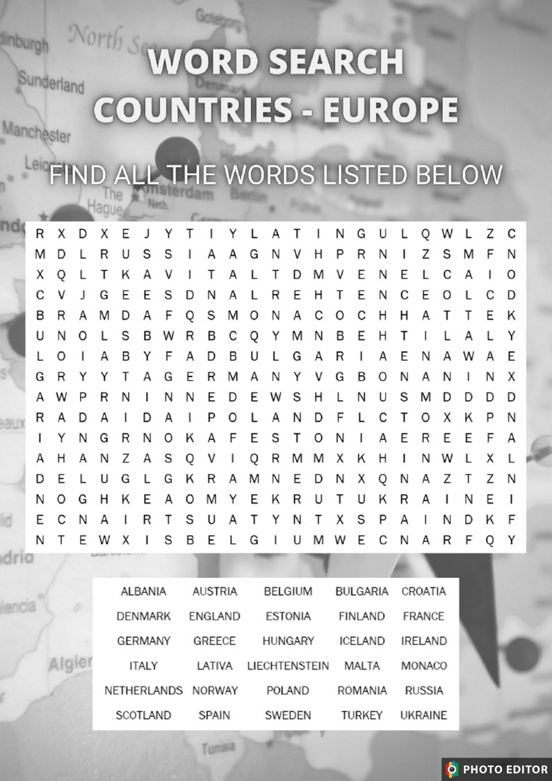 Countries Europe Word Search - Word Search - Download - Downloadable ...