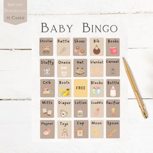 Gender Neutral Baby Shower Bingo Baby Bingo Shower Game Babyshower ...
