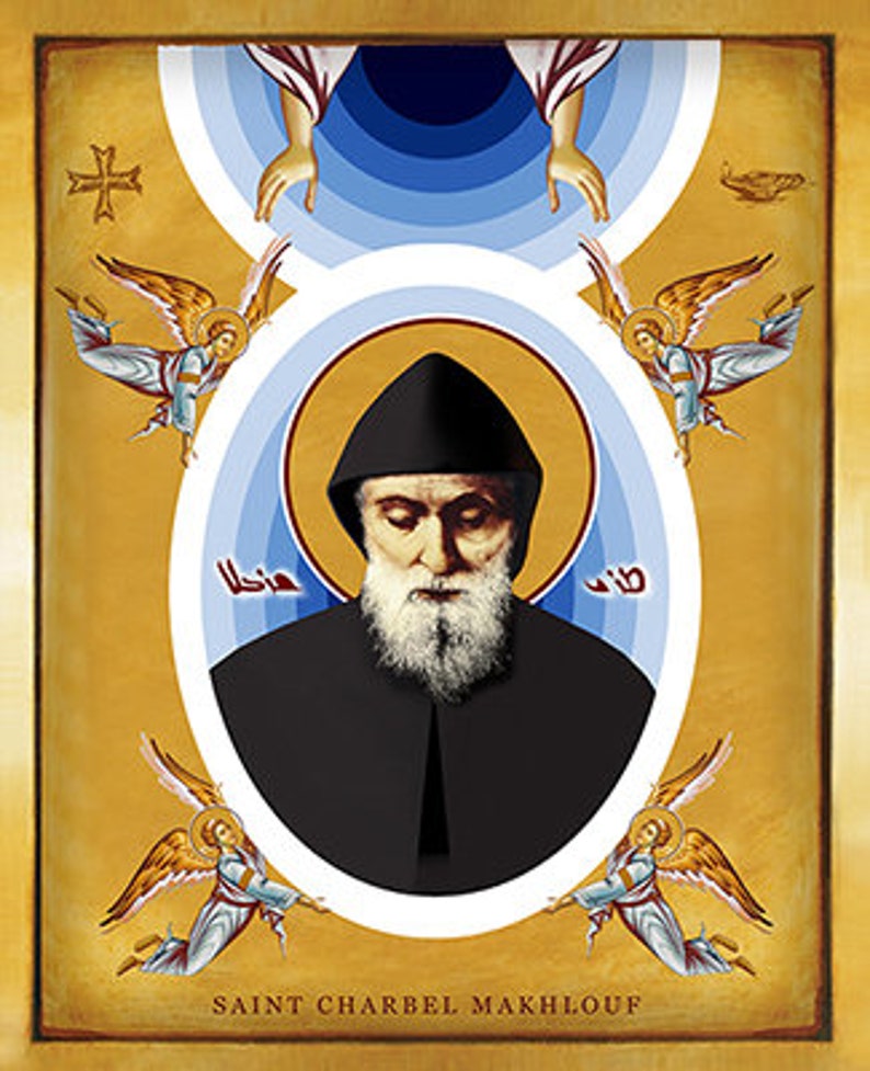 Icon of Saint Charbel Makhlouf With the Angels Mar Sharbel - Etsy Australia