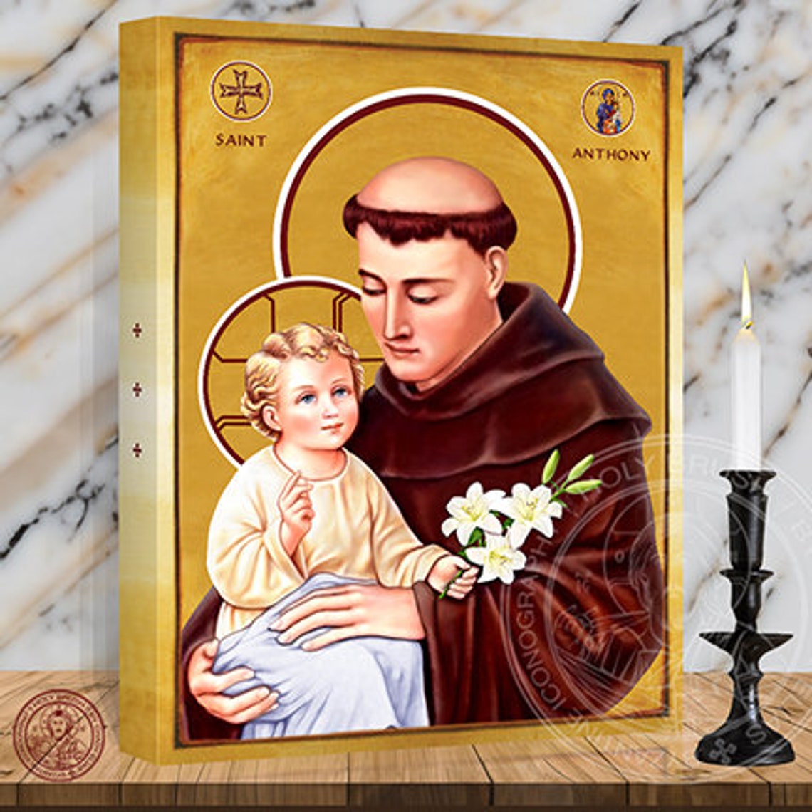 Icon of Saint Anthony of Padua With Baby Jesus - 12 X 16 X 1.5 Inches ...