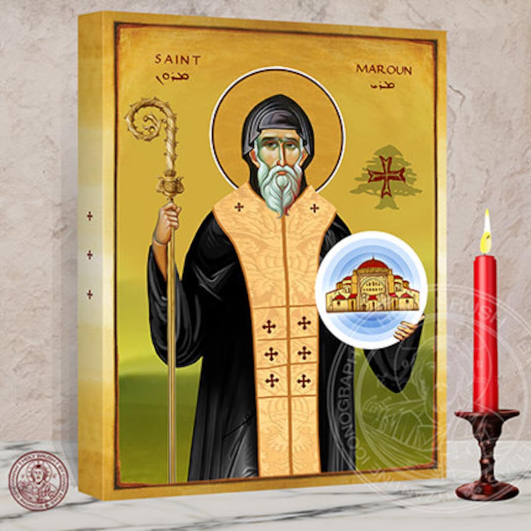 Icon of St Maroun - Hermit Saint Maron is the Founder of the Maronite ...
