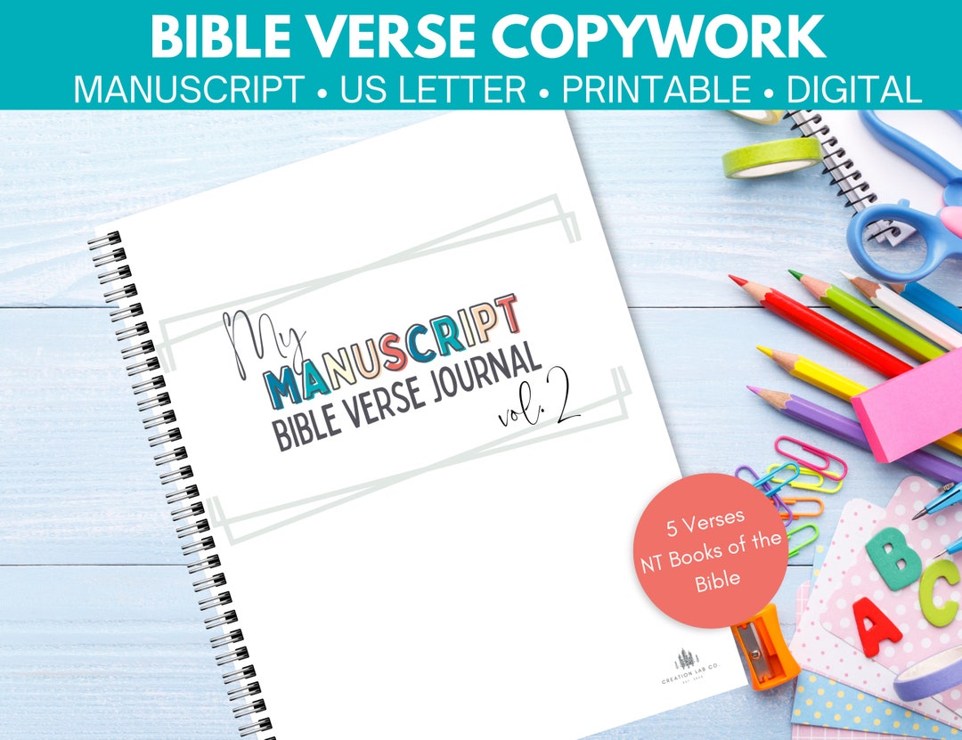 Bible Verse Manuscript Copywork Scripture Tracing Homeschool Copy Work ...