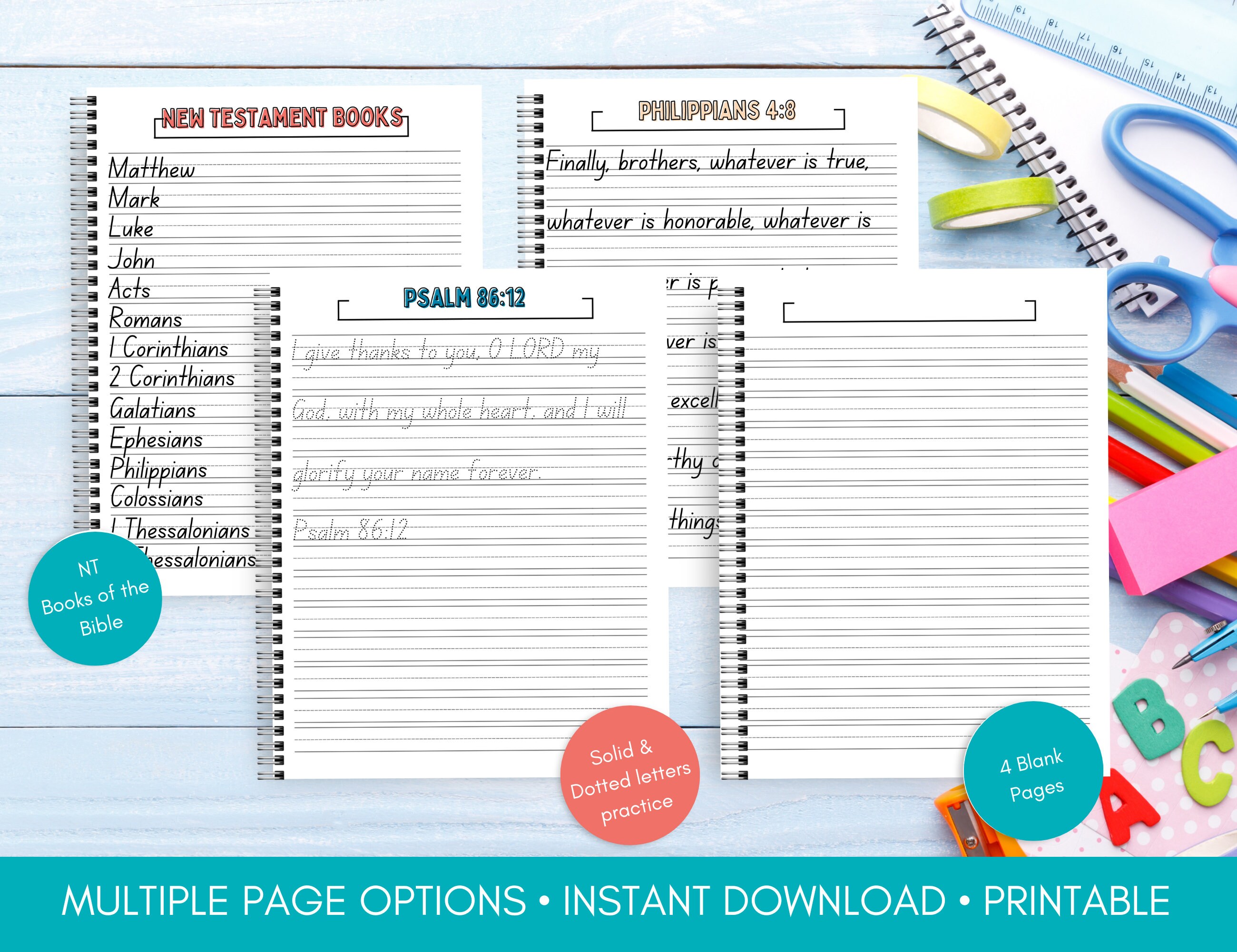 Bible Verse Manuscript Copywork Scripture Tracing Homeschool Copy Work ...