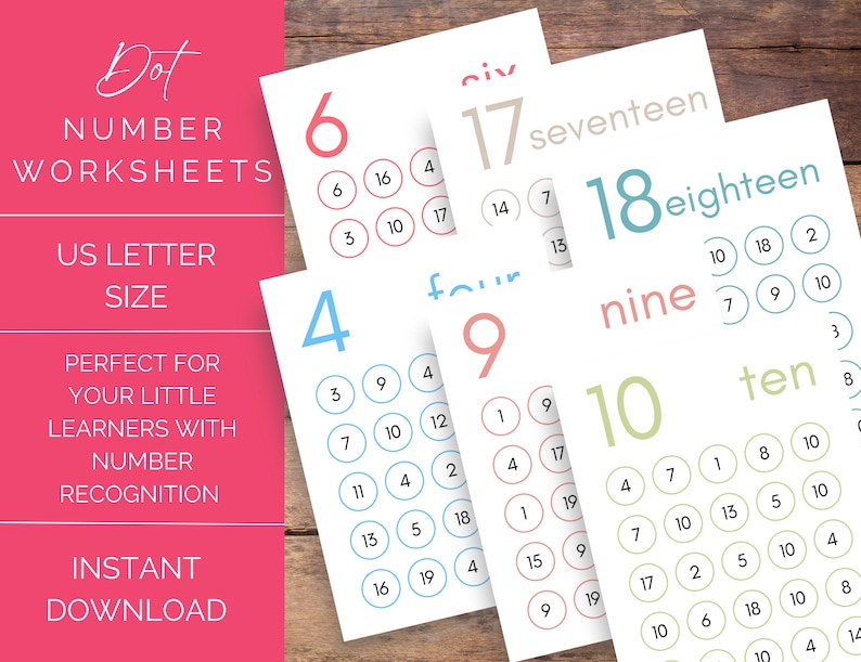 Number Dot Worksheets | Find the Number | Montessori | Homeschool ...