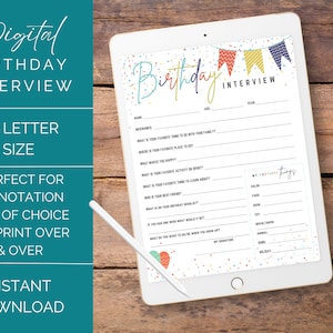 Printable Birthday Interview Questionnaire | Kids Birthday Interview ...