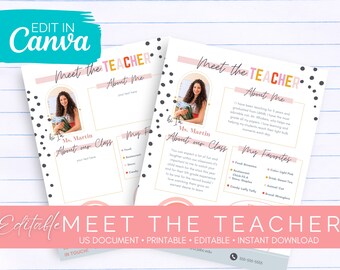 Meet the Teacher Editable Template Back to School Printable INSTANT ...
