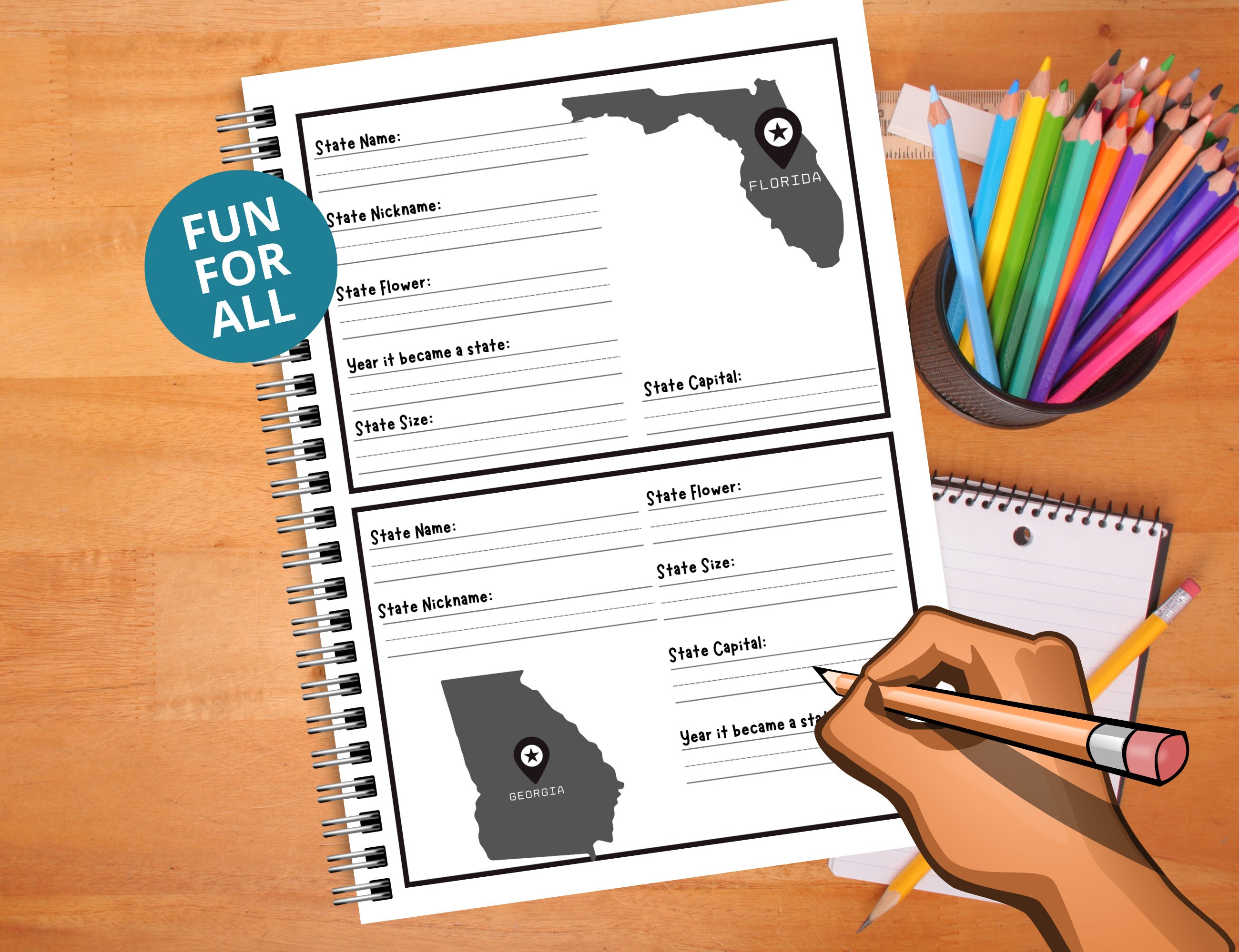US States Copywork Bundle | Charlotte Mason | Print | States Facts ...