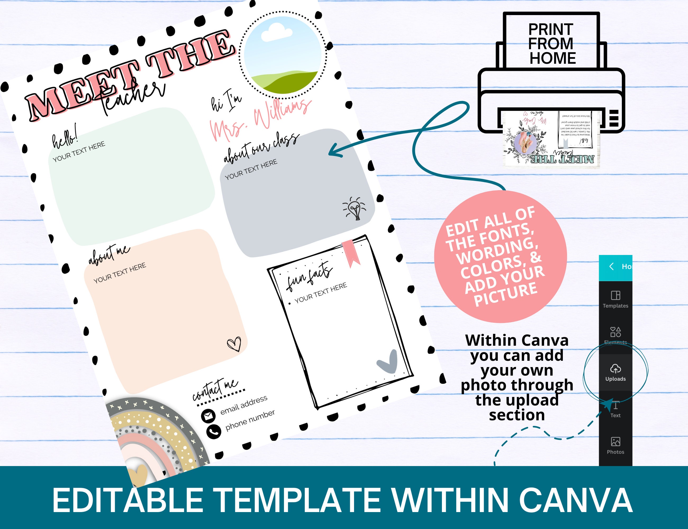 Meet the Teacher Editable Template | Back to School Printable | INSTANT ...