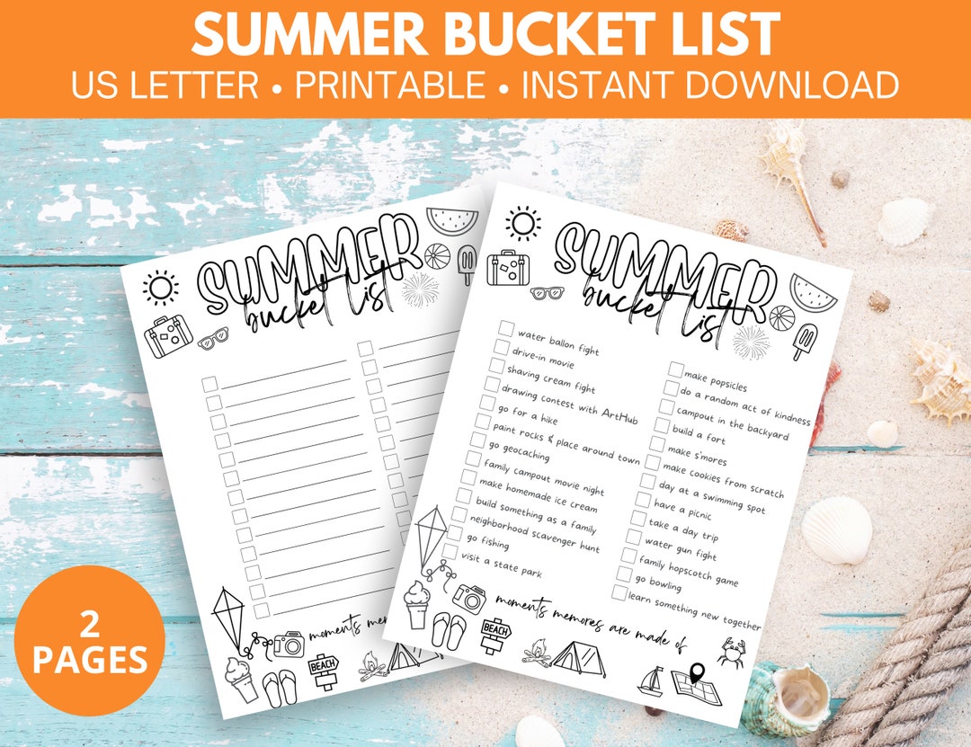 Summer Bucket List Printable, Family Planning, Things to Do, Family ...