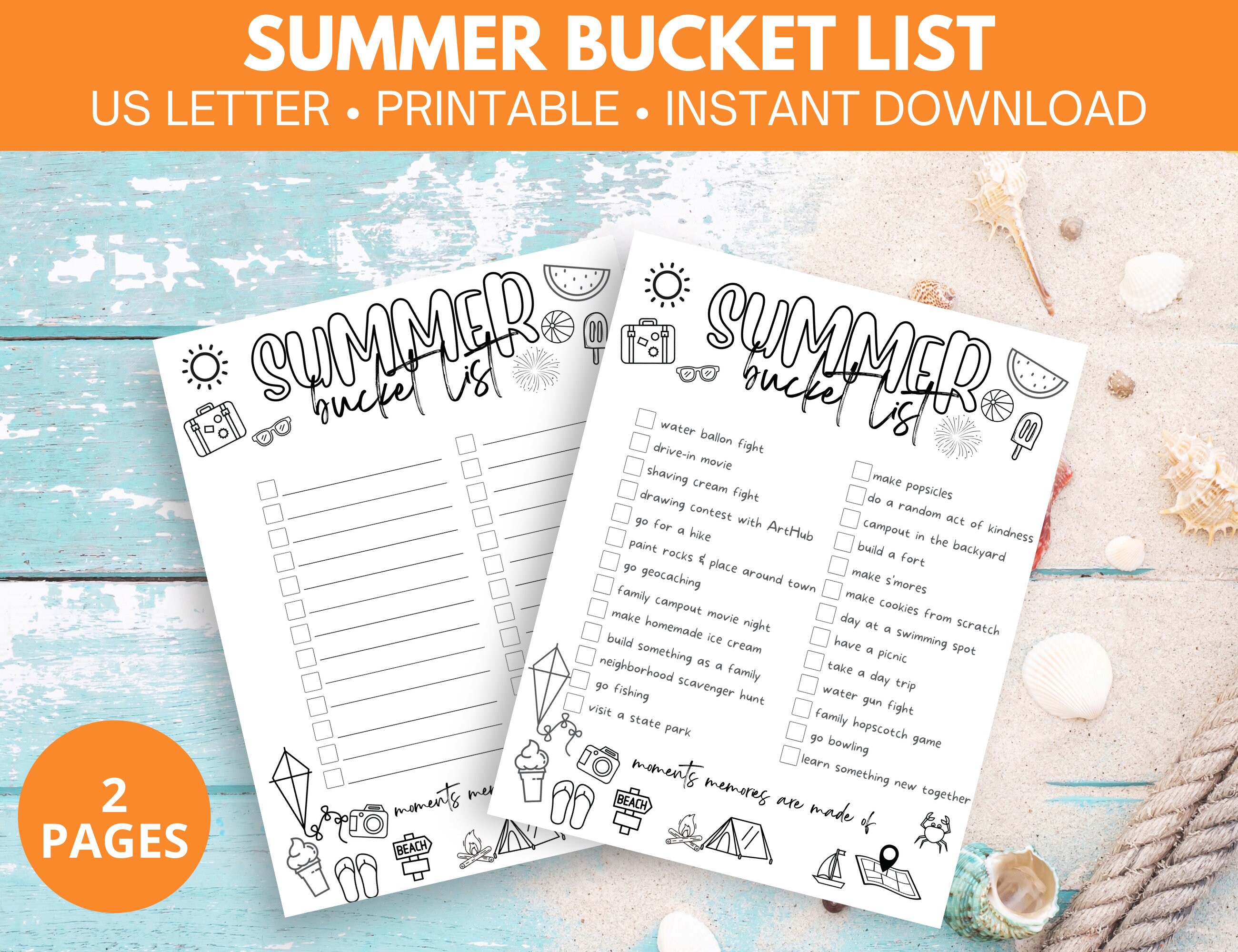 Summer Bucket List Printable, Family Planning, Things to Do, Family ...
