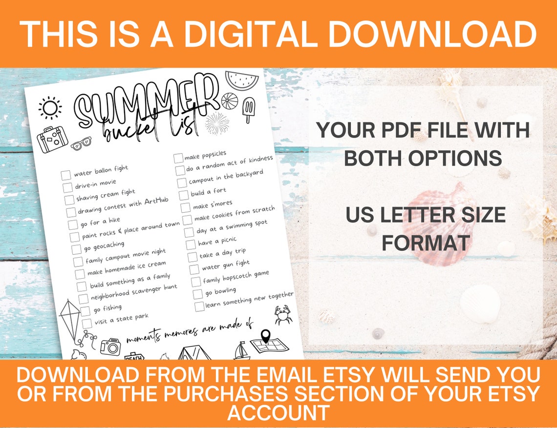 Summer Bucket List Printable, Family Planning, Things to Do, Family ...