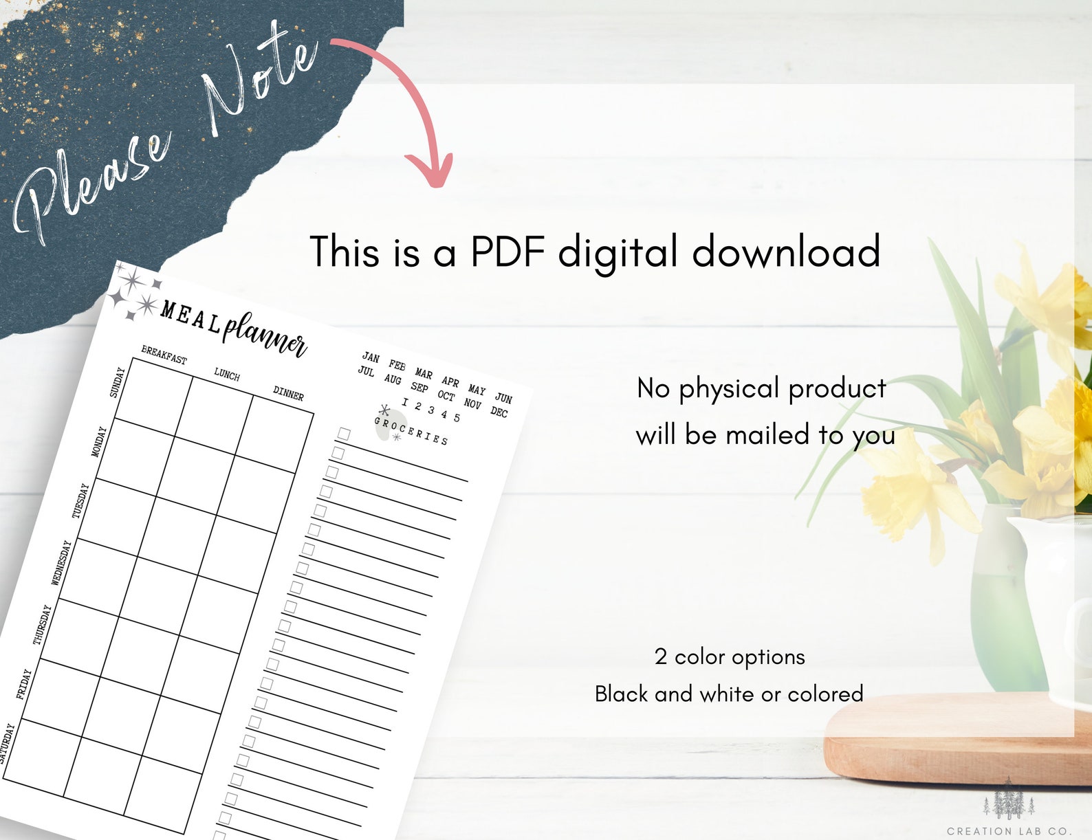 Weekly Meal Planner Digital Meal Planner Grocery List - Etsy