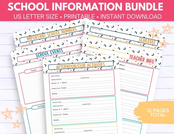School Information Bundle Child's Classroom Information - Etsy