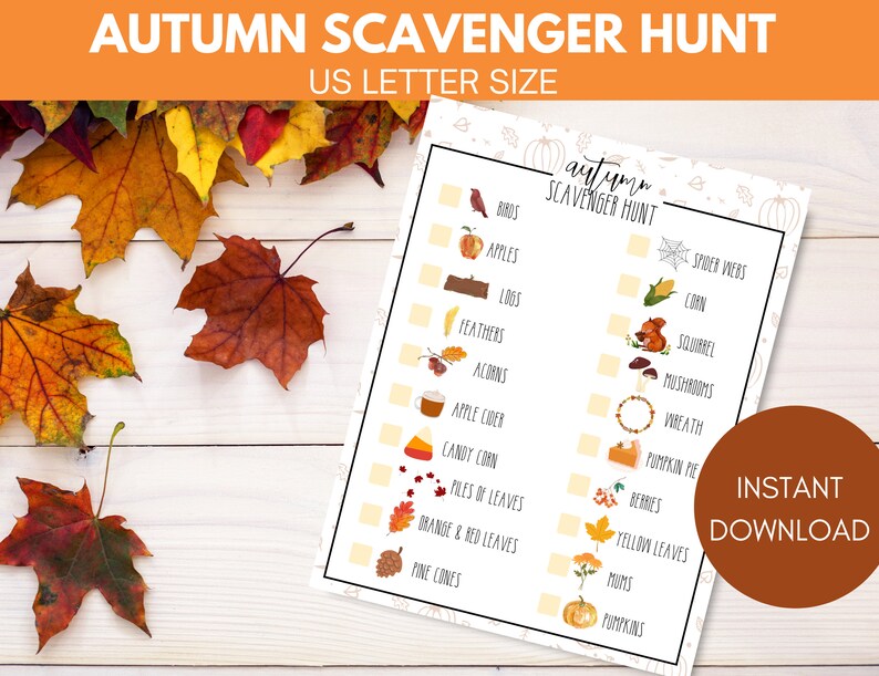 Autumn Scavenger Hunt for Kids Outdoor Activity for Kids Family ...