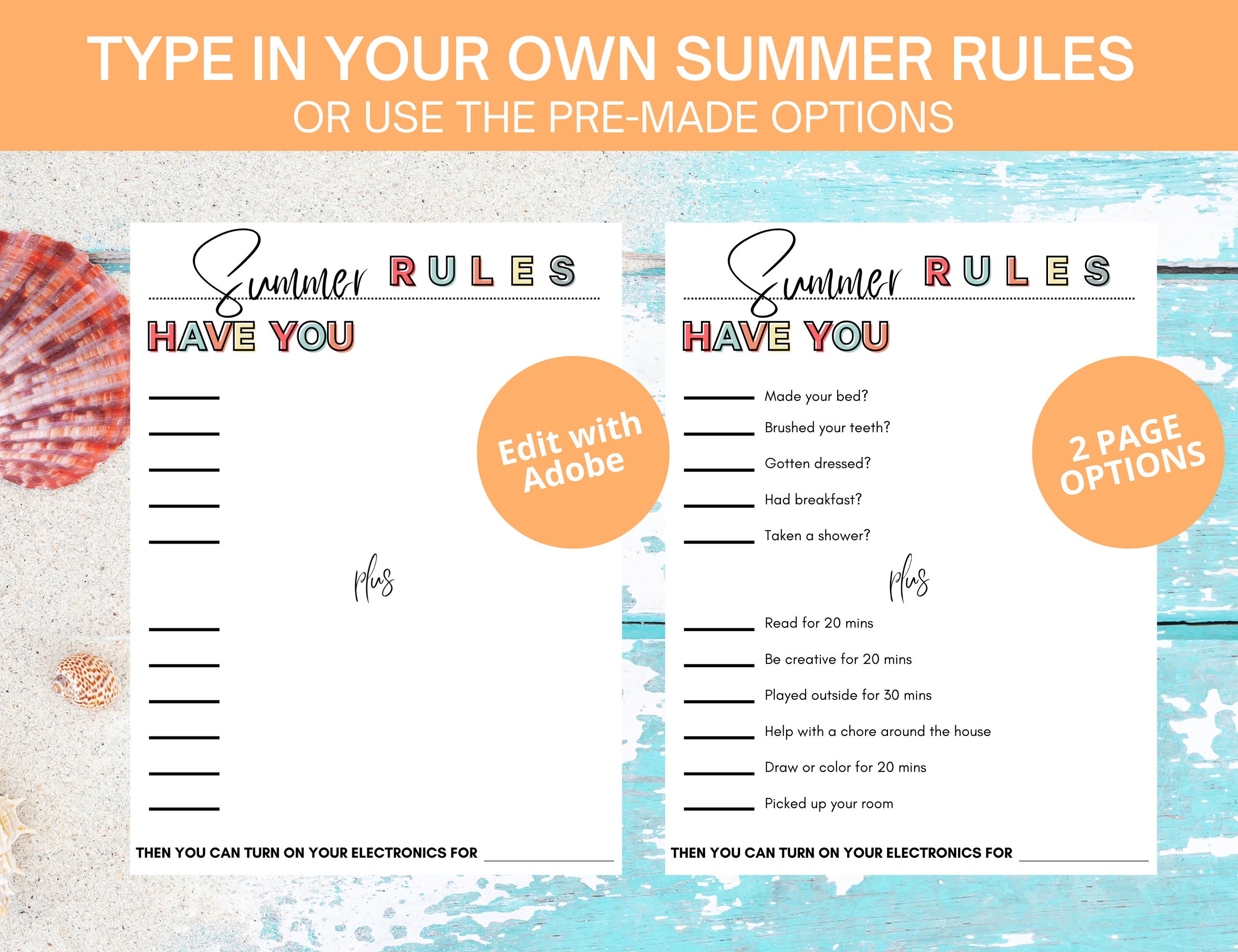 Summer Rules Printable | Summer Time Fun | Editable - Etsy