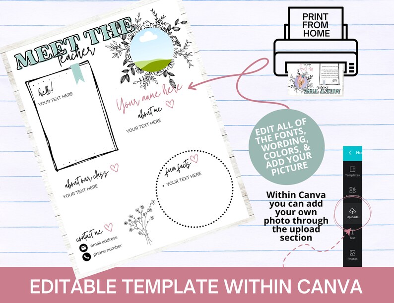 Meet the Teacher Editable Template Back to School Printable INSTANT ...