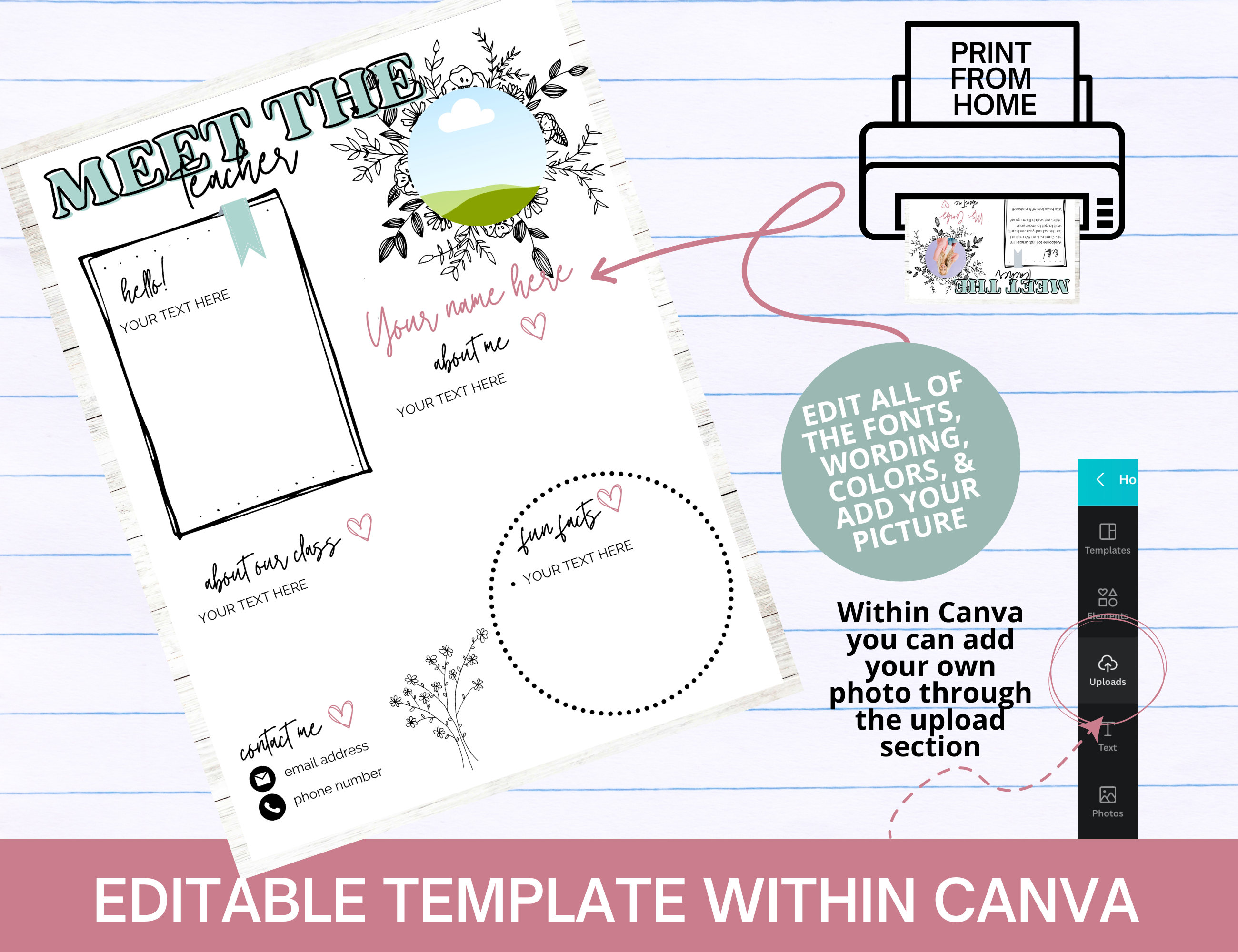 Meet the Teacher Editable Template Back to School Printable INSTANT ...