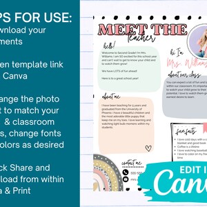 Meet the Teacher Editable Template | Back to School Printable | INSTANT ...