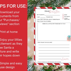 Dear Santa Letter Printable Christmas Wish List Holiday Wish List Kids ...