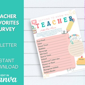 Teacher Favorites Survey | Teacher Questionnaire | Canva Editable ...