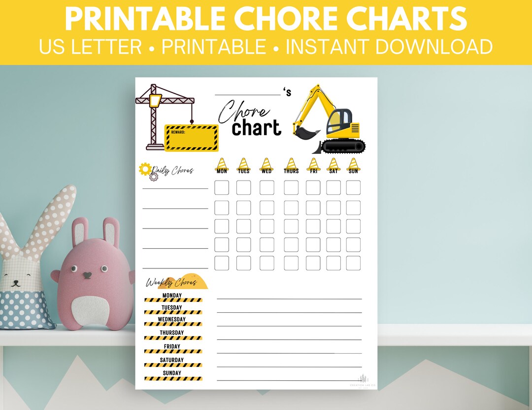 Reusable Chore Chart for Kids Printable Daily Weekly Routine Reward ...