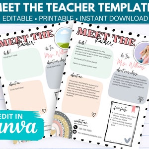 Meet the Teacher Editable Template | Back to School Printable | INSTANT ...